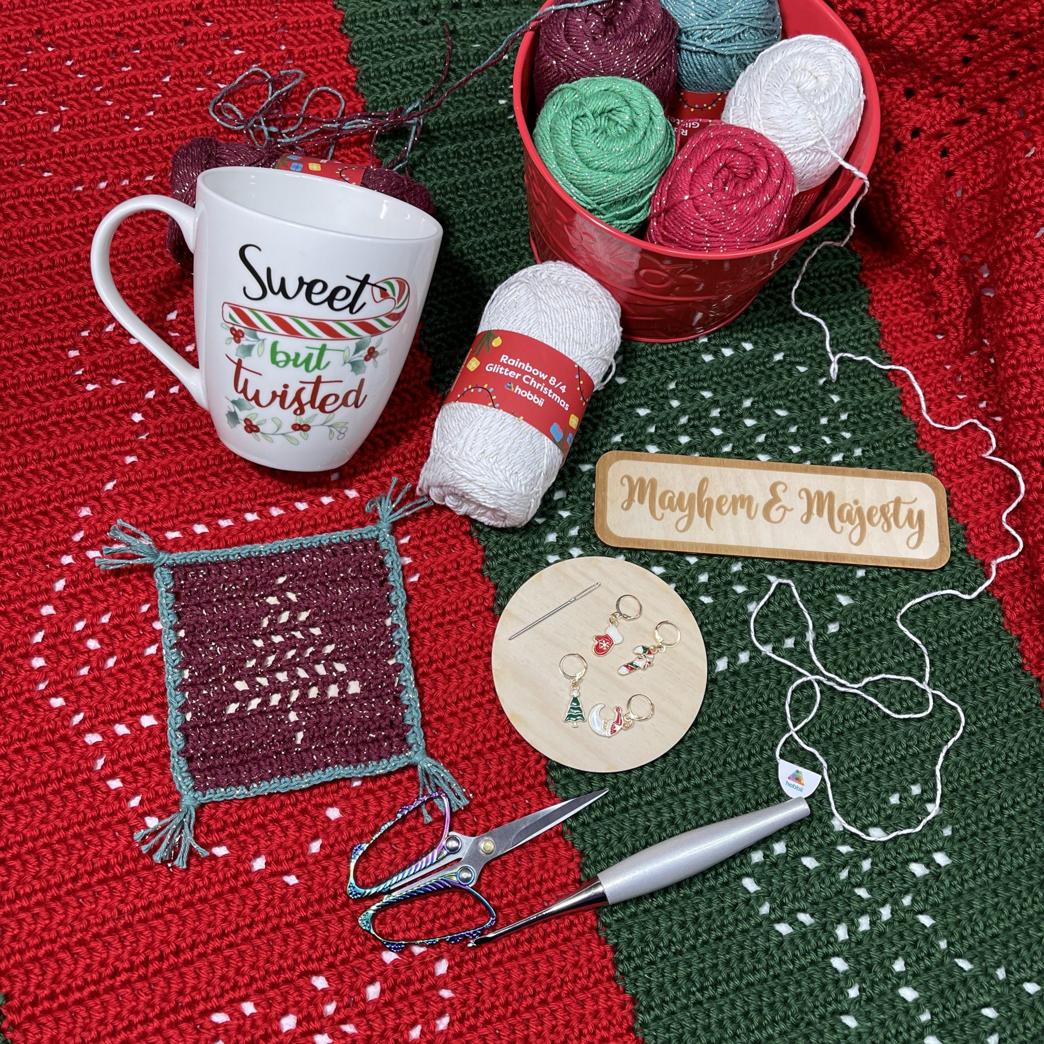 Merry Little Mug Rug Crochet Pattern – Mayhem & Majesty
